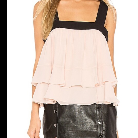 BCBGMaxAzria | Tops | Sleeveless Shirred Sleeveless Ruffle Top Baby ...
